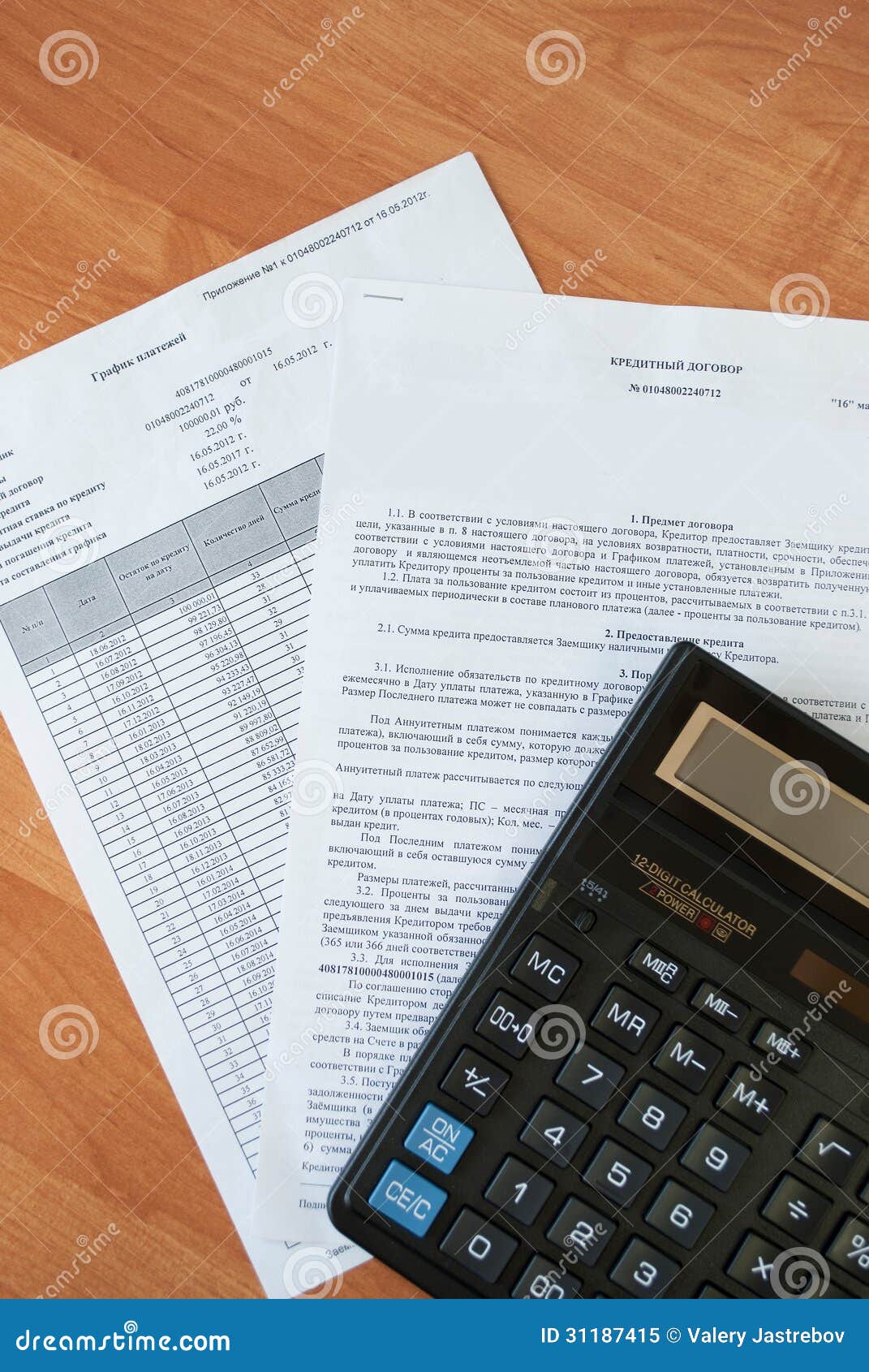 Calculator with Sheets of Paper Stock Image - Image of background ...