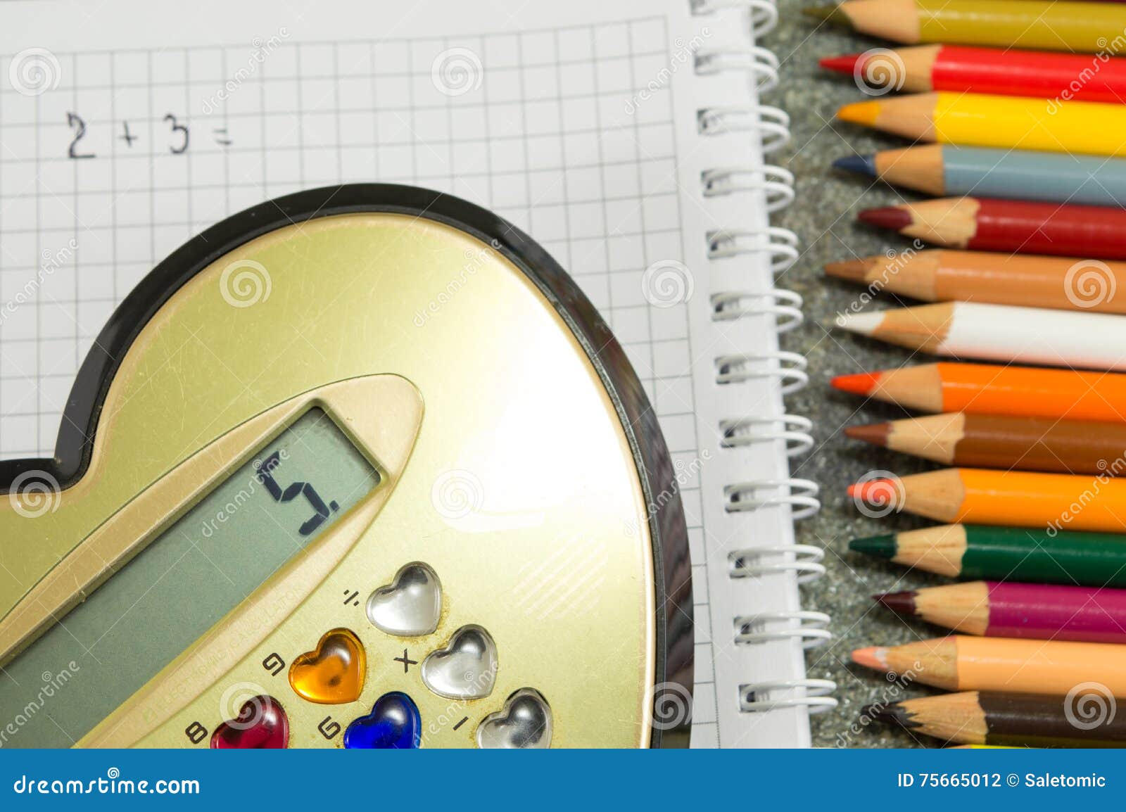 Calculator and Simple Addition Equation Stock Photo - Image of colored ...