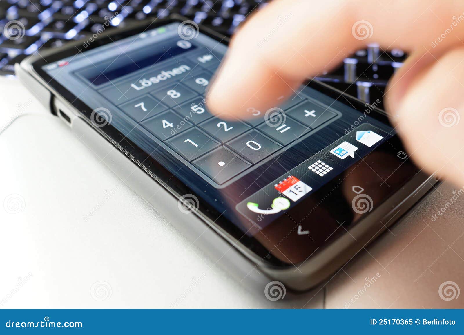 Calculator on smart phone stock image. Image of mobile - 25170365