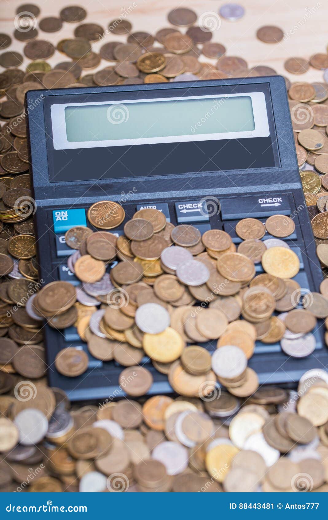 Calculator and a Stack of Coins Stock Image - Image of grosz ...