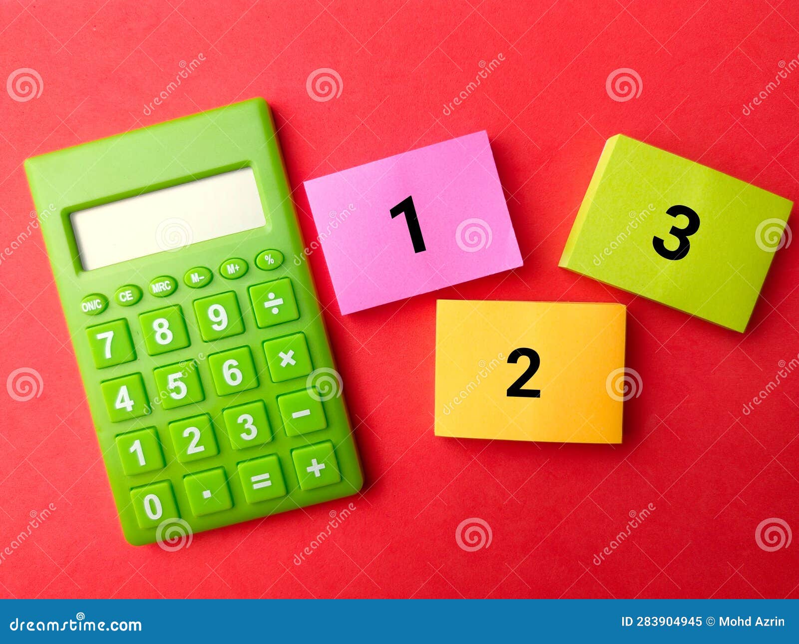 Calculator and Sticky Note with the Number 123 Stock Image - Image of ...