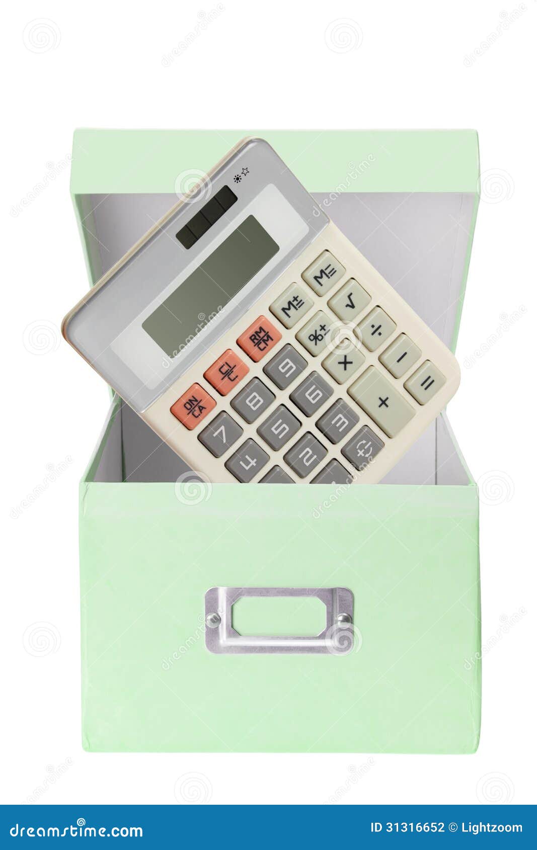 Calculator in Storage Box stock photo. Image of cutout - 31316652
