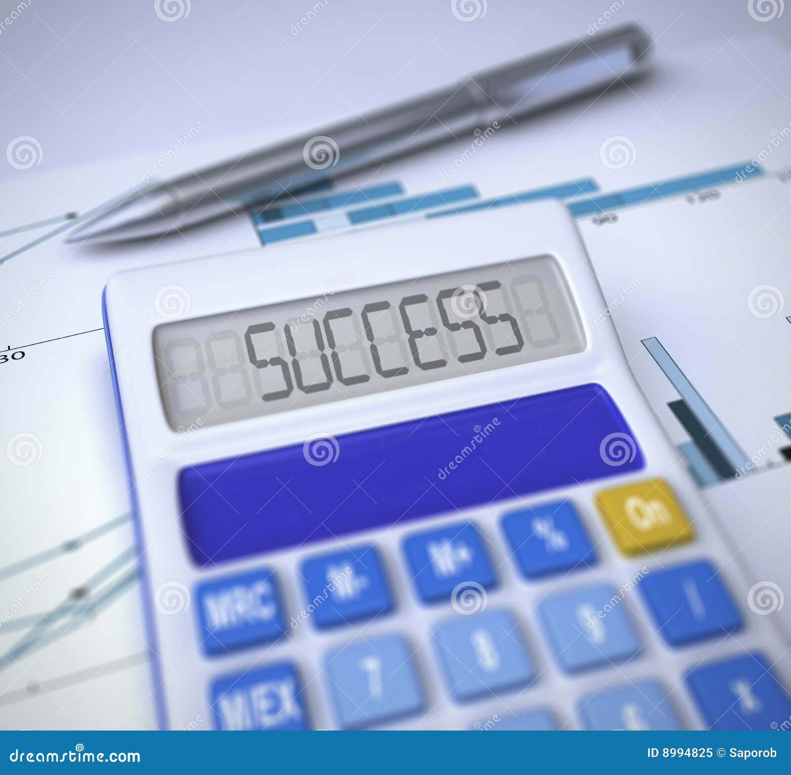 Calculator with Success Result Stock Image - Image of money, blue: 8994825