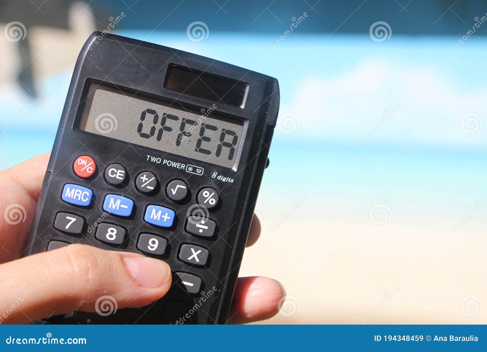 Calculator Text OFFER on Display. Tourism Business Concept Stock Image ...