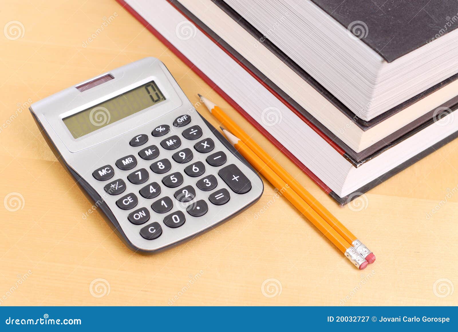 Calculator with Textbooks stock image. Image of concept - 20032727