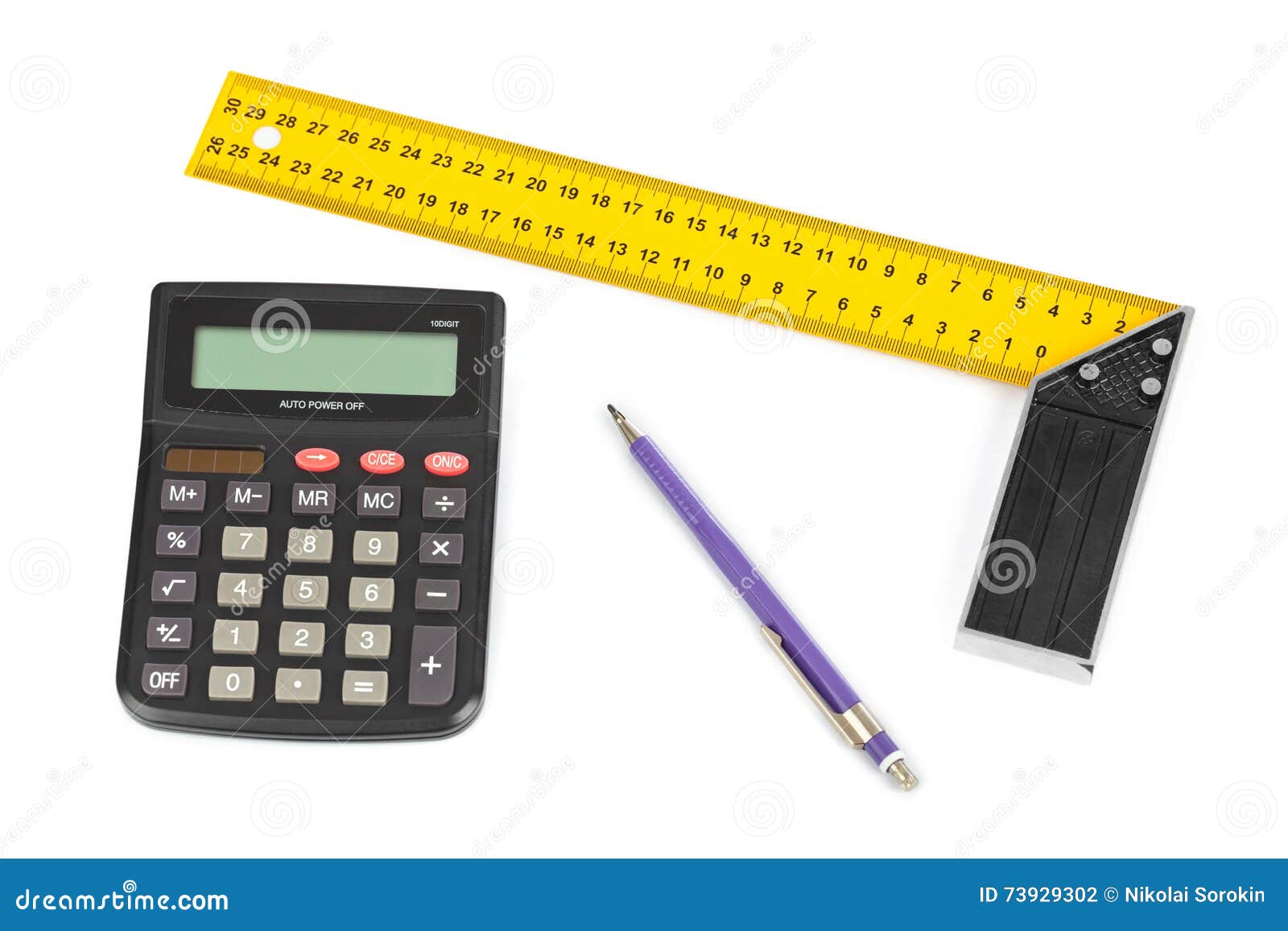 Calculator and tools stock photo. Image of construction - 73929302