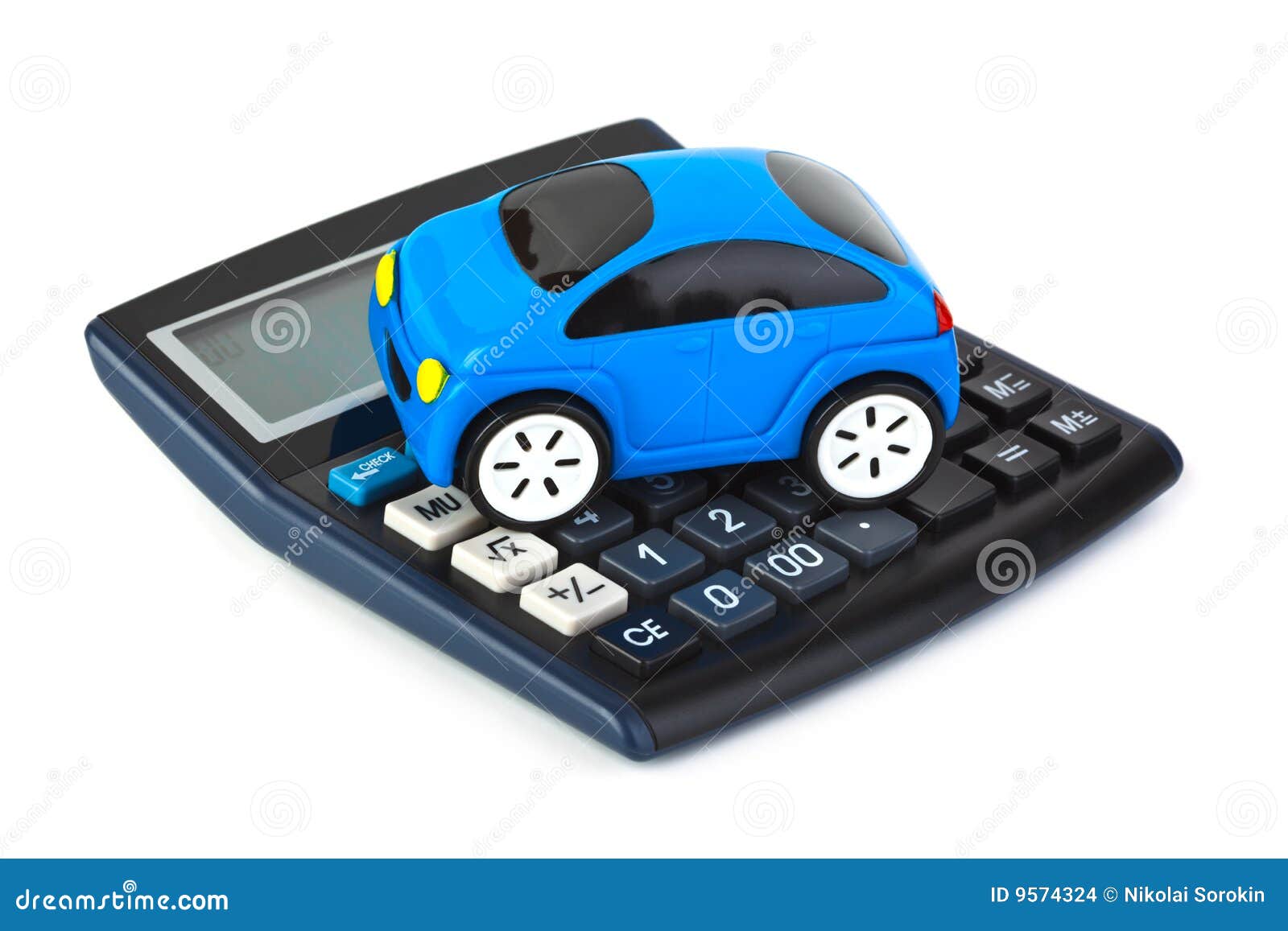 Calculator and toy car stock photo. Image of diesel, finance - 9574324