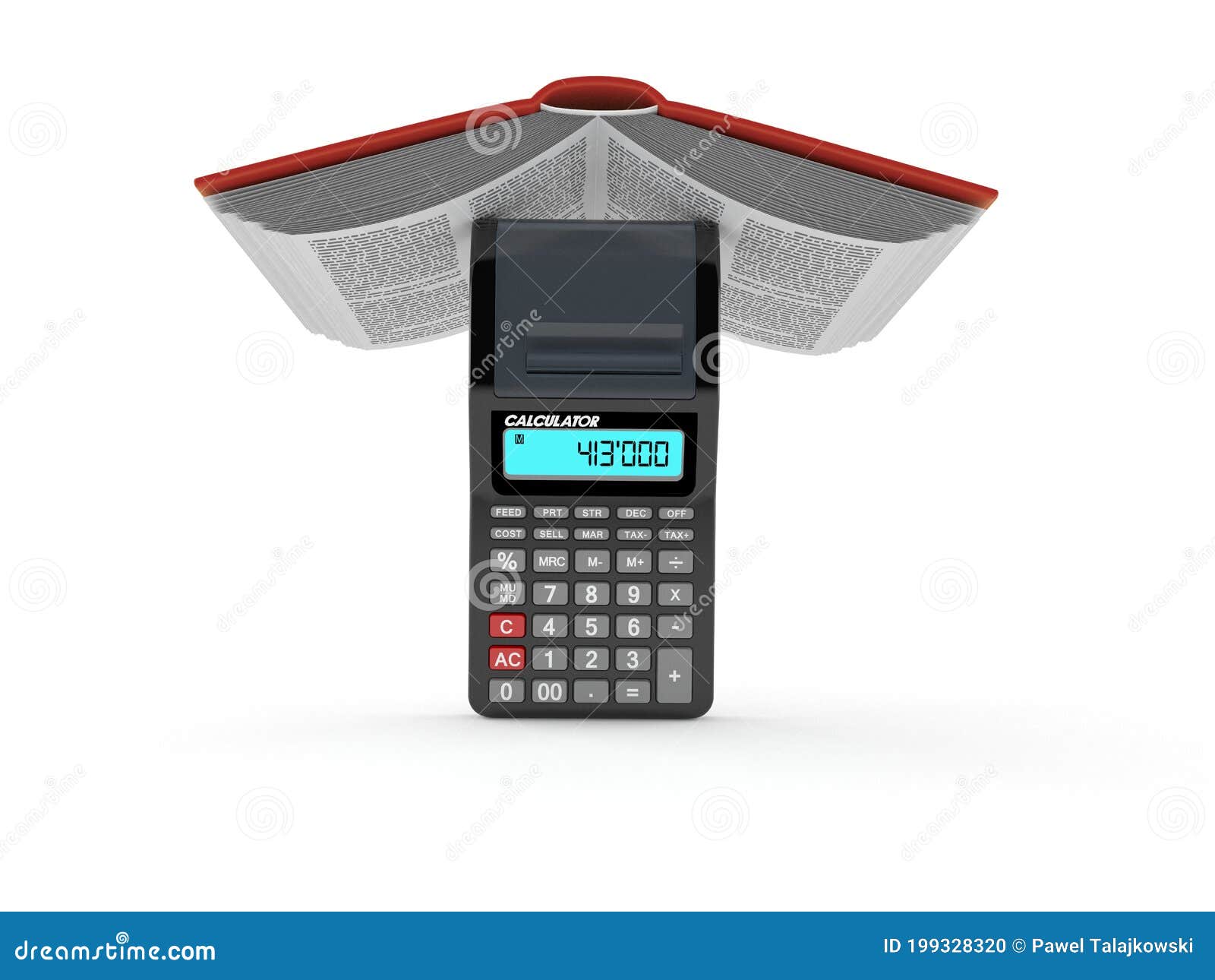 Calculator under book stock illustration. Illustration of budget ...