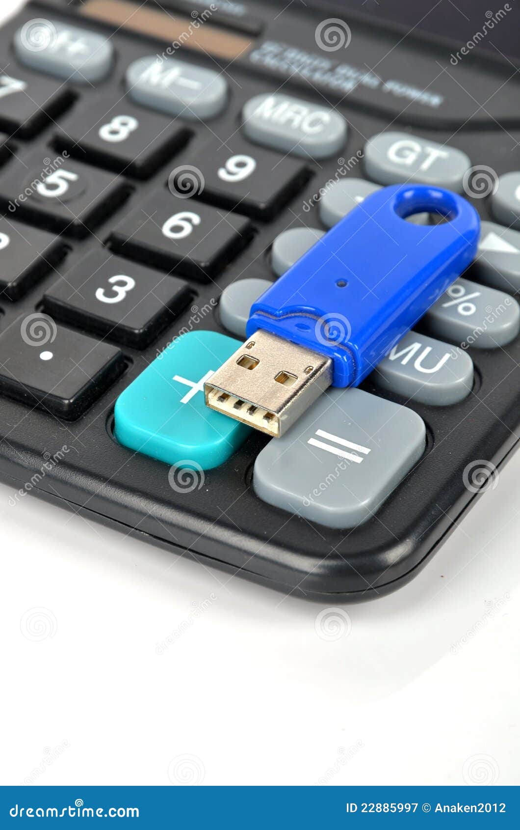 Calculator and USB disk stock image. Image of button - 22885997