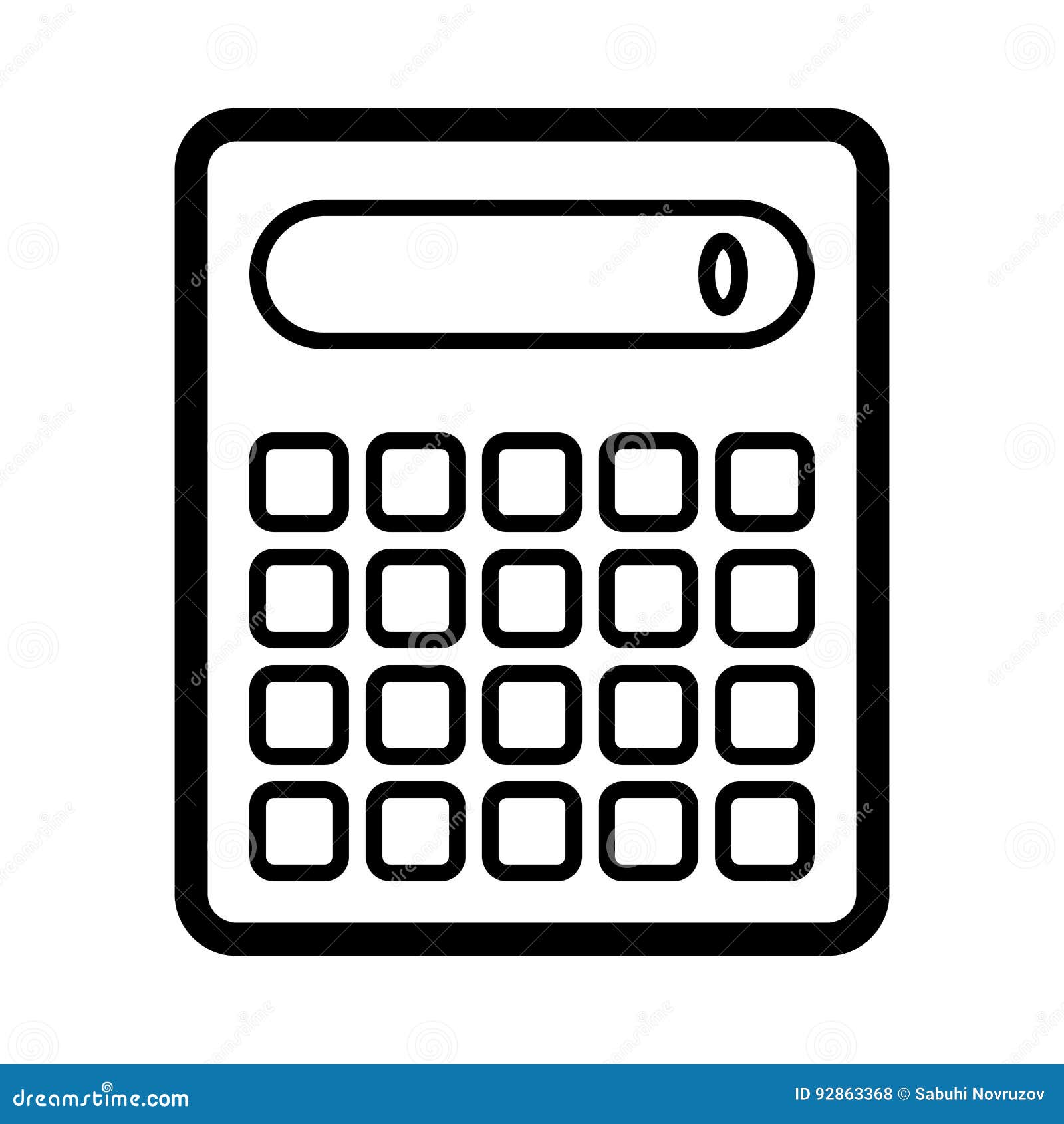 Calculator Vector Icon. Black and White Counting Illustration. Outline ...