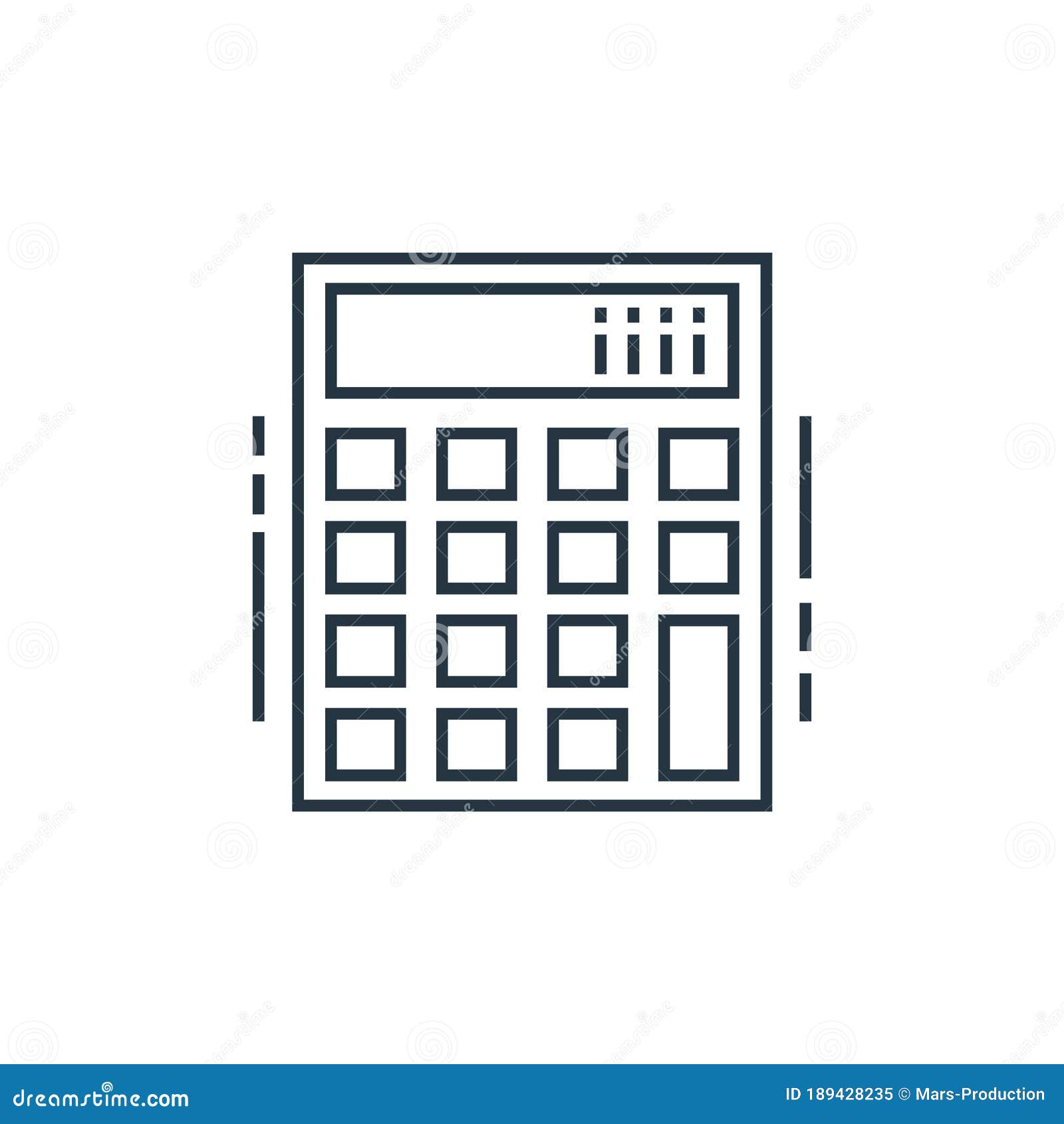 Calculator Vector Icon Isolated on White Background. Outline, Thin Line ...