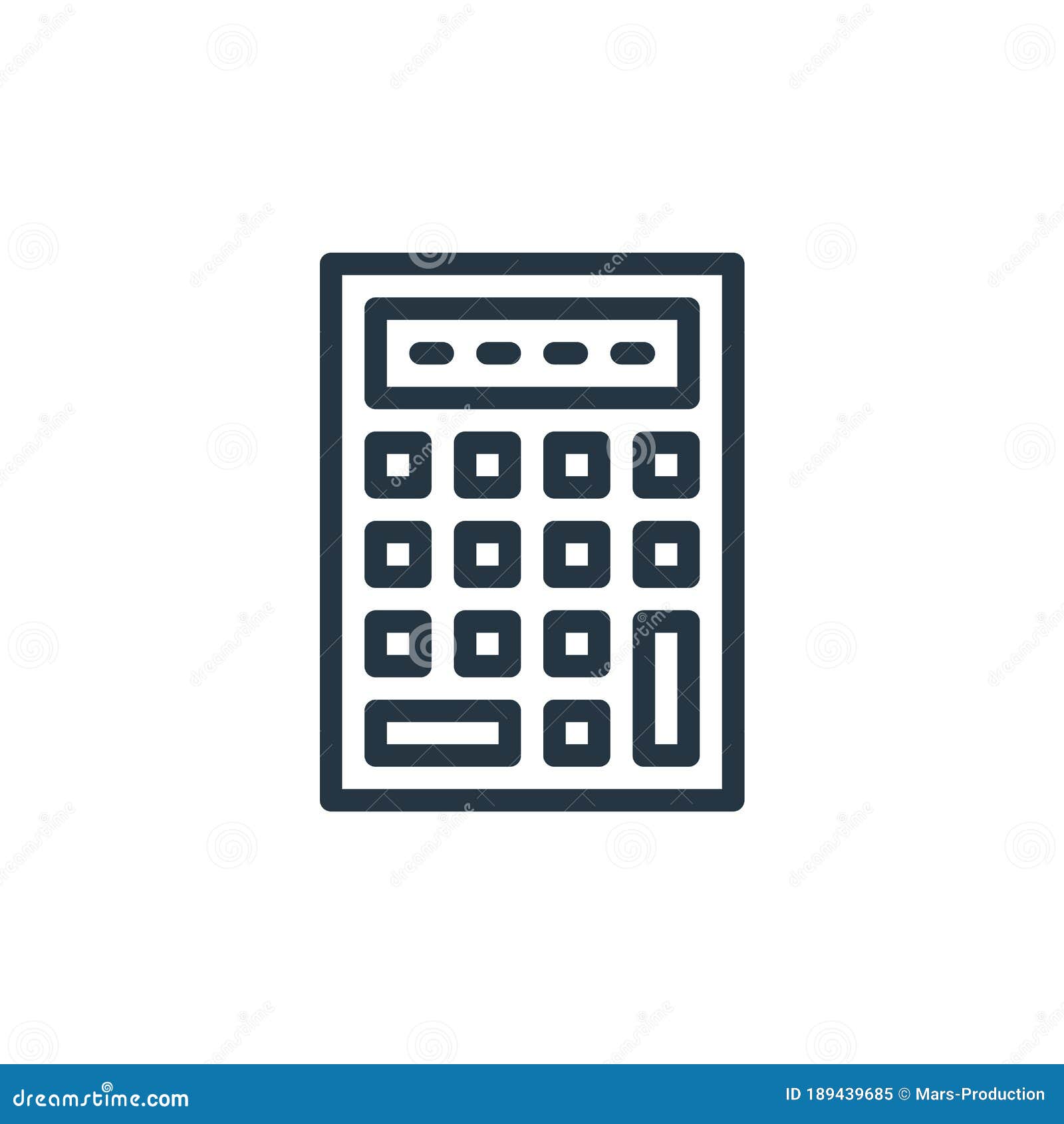 Calculator Vector Icon Isolated on White Background. Outline, Thin Line ...