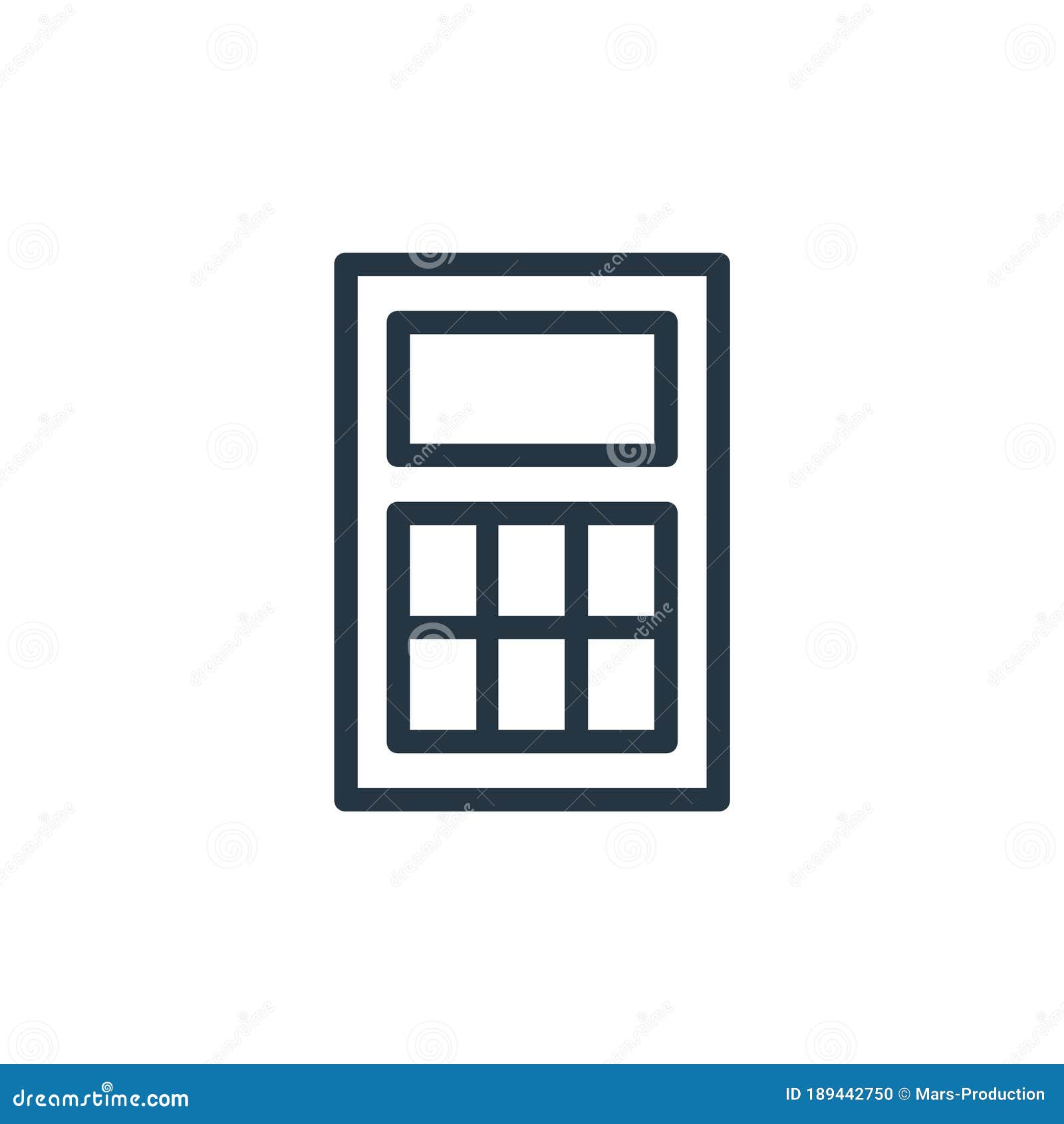 Calculator Vector Icon Isolated on White Background. Outline, Thin Line ...