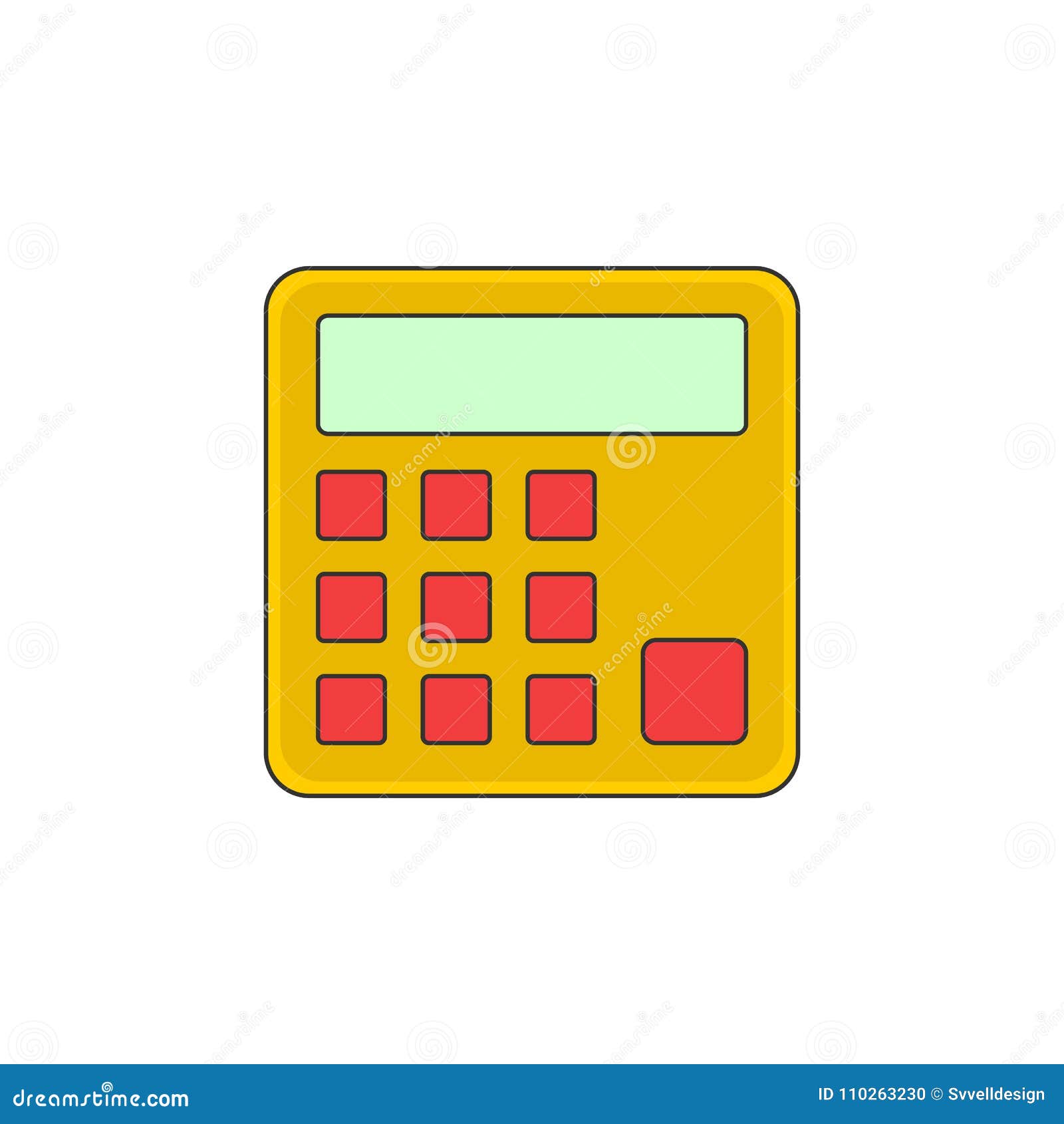 Calculator Vector Outline Icon Illustration Stock Vector - Illustration ...