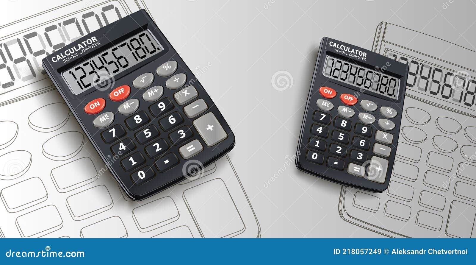 Calculator Vector Set. Office Calculator in Black Color with School ...