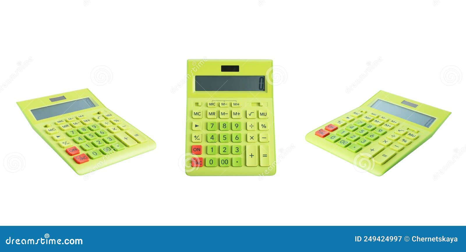 Calculator on White Background, Views from Different Sides. Banner ...