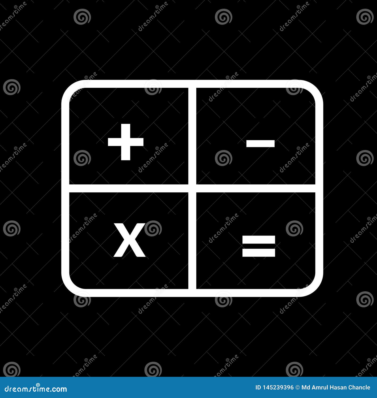 Calculator- White Linear Calculator Vector Illustration Symbol Icon ...