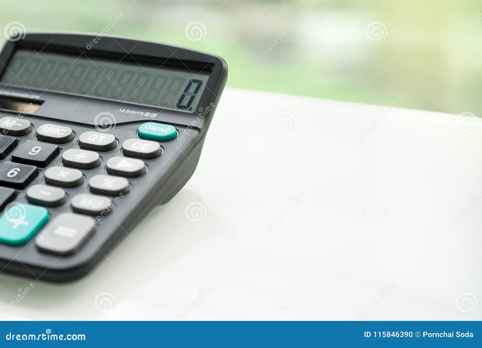 Calculator on the White Table Near Window, Closeup Sideview Isolated ...