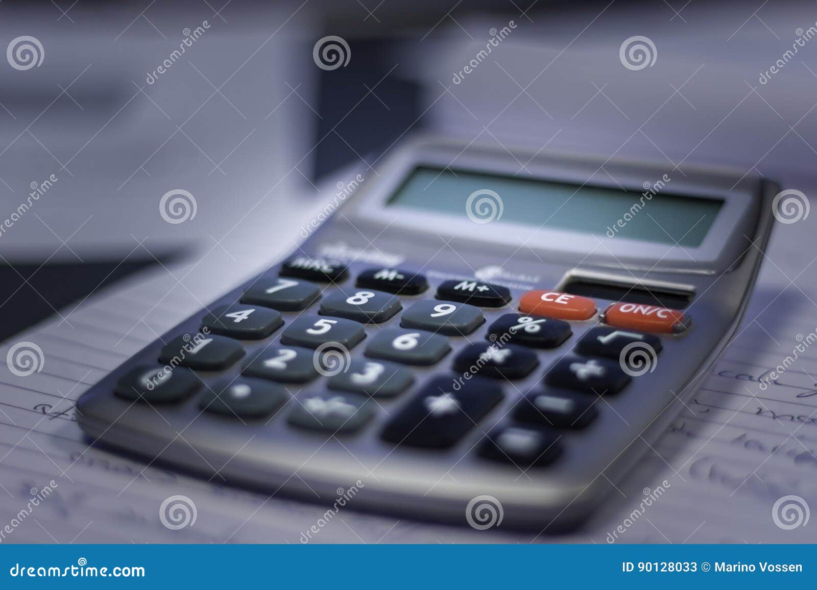 Calculator in writing pad stock image. Image of calculation - 90128033
