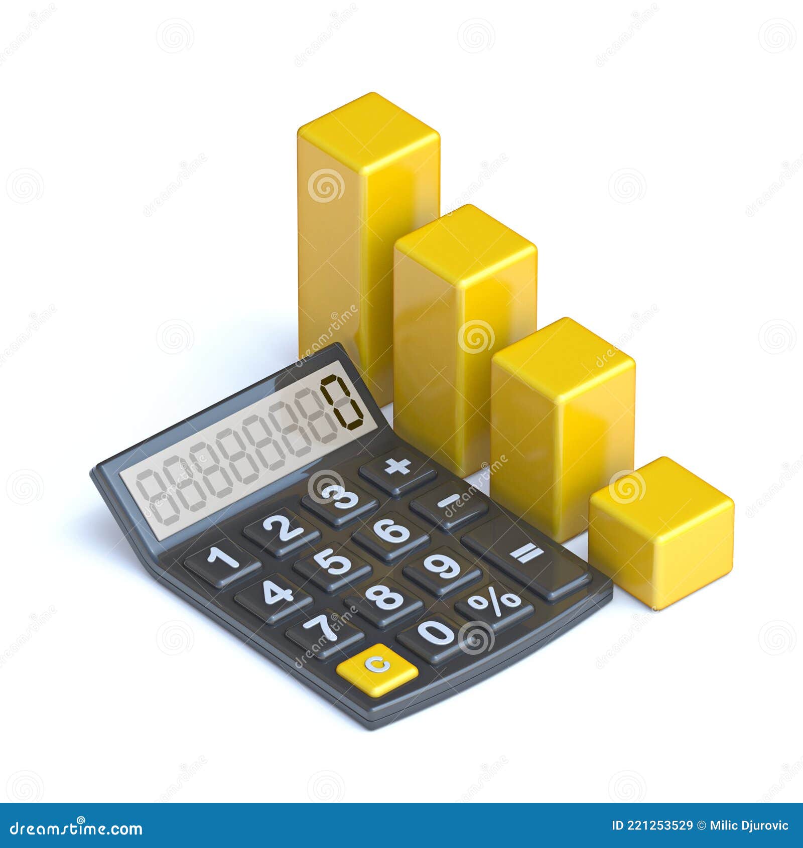 Calculator and Yellow Chart 3D Stock Illustration - Illustration of ...