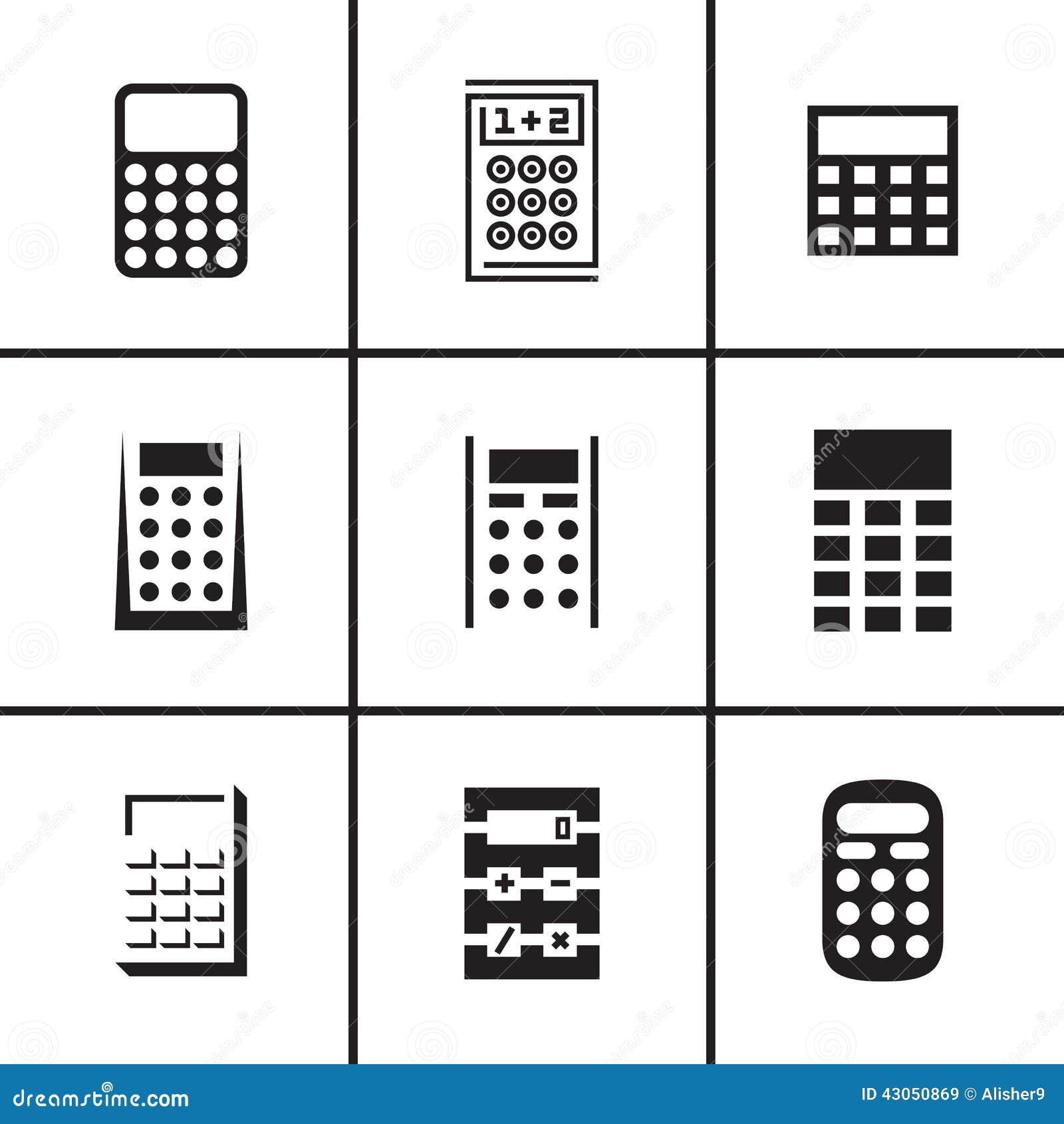 Calculators icons set stock vector. Illustration of school - 43050869