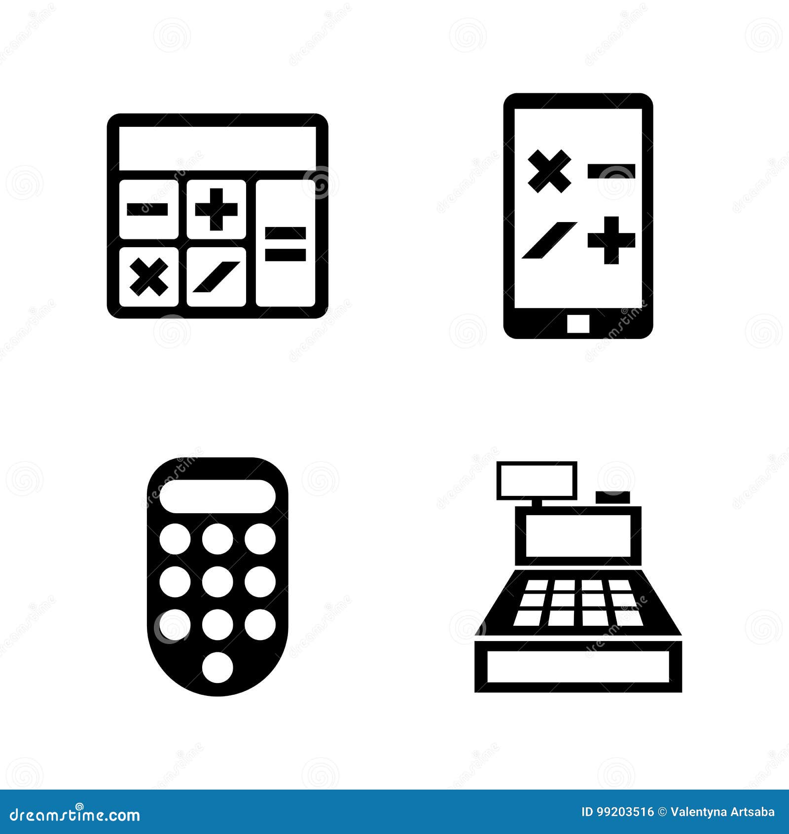 Calculators. Simple Related Vector Icons Stock Vector - Illustration of ...