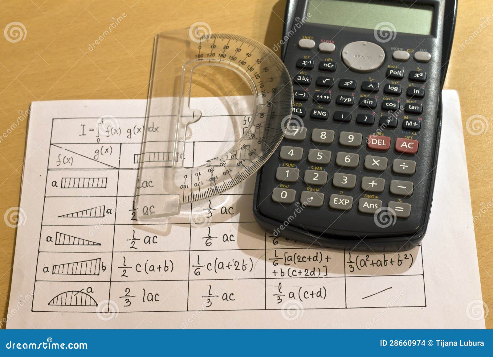 Calculators, Spreadsheets, Protractor Stock Photo - Image of tables ...