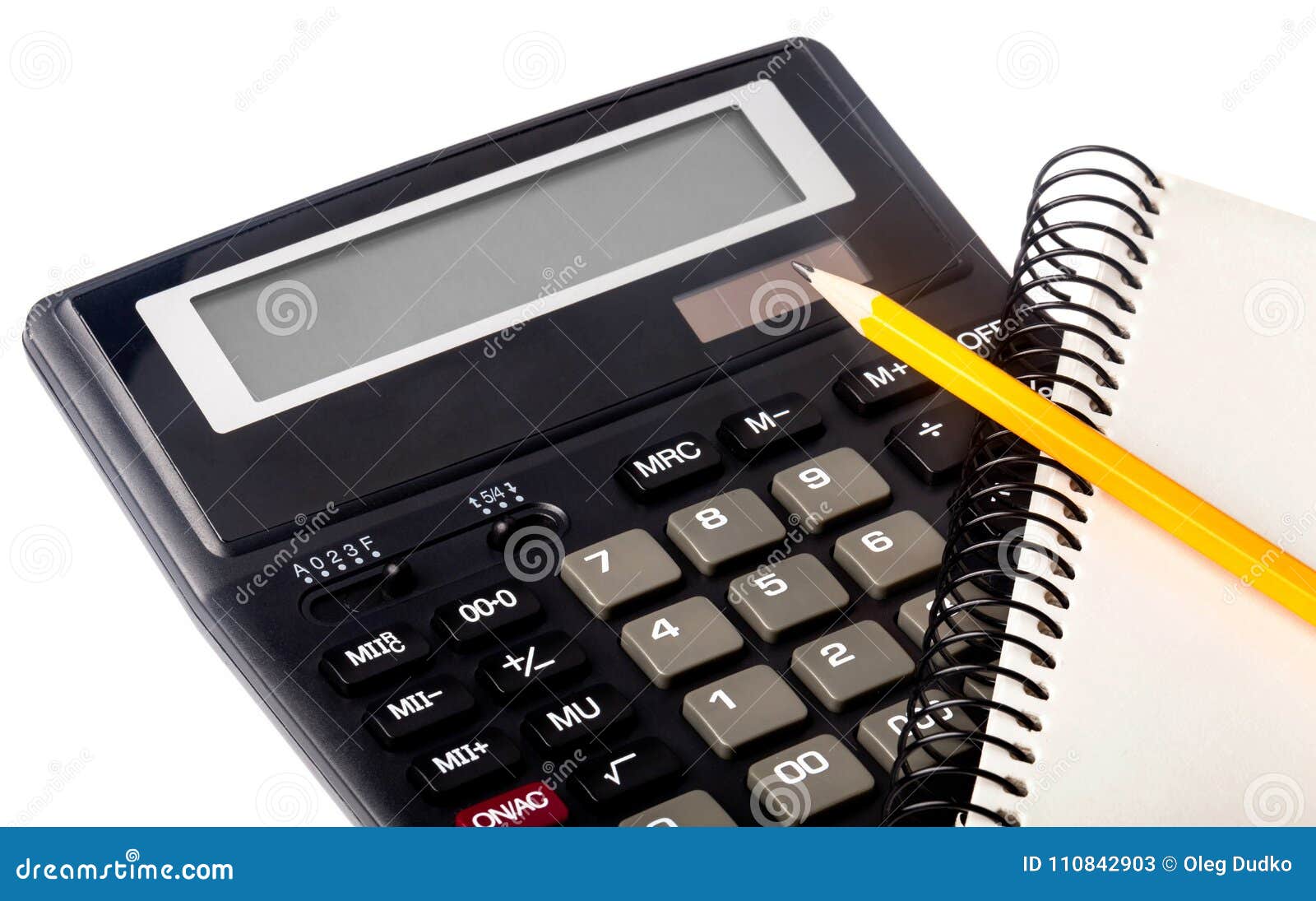 Calculatrice Avec Le Crayon Et Le Carnet Image stock - Image du ...