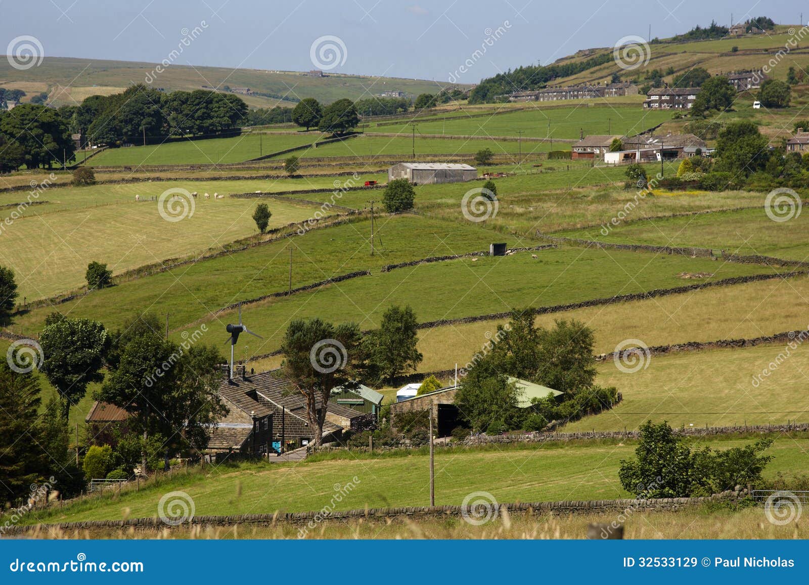 Calder Valley and Cottages in Yorkshire Stock Image - Image of cottages ...