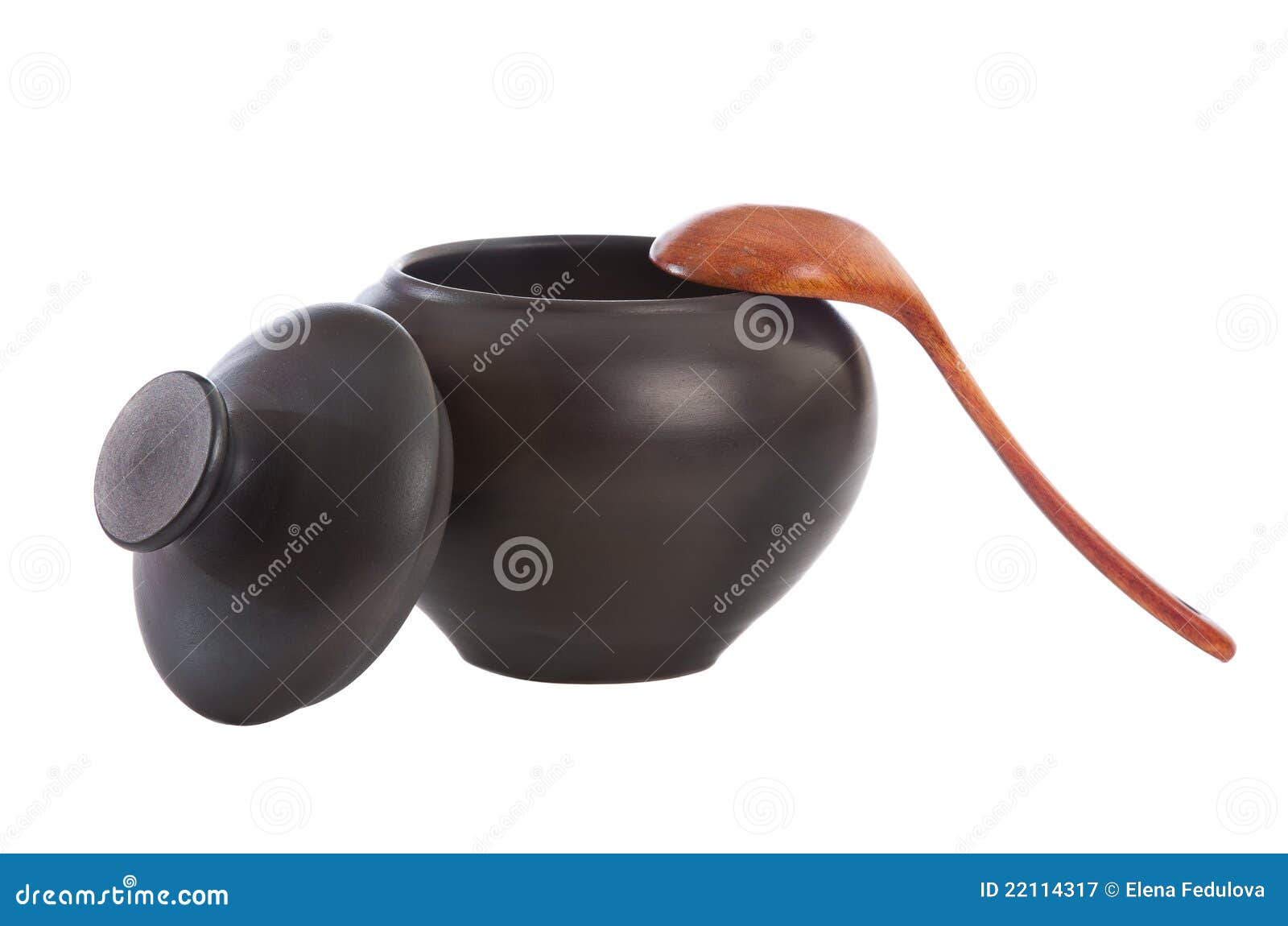 Caldera Negra Y Cuchara De Madera Imagen de archivo - Imagen de objeto ...