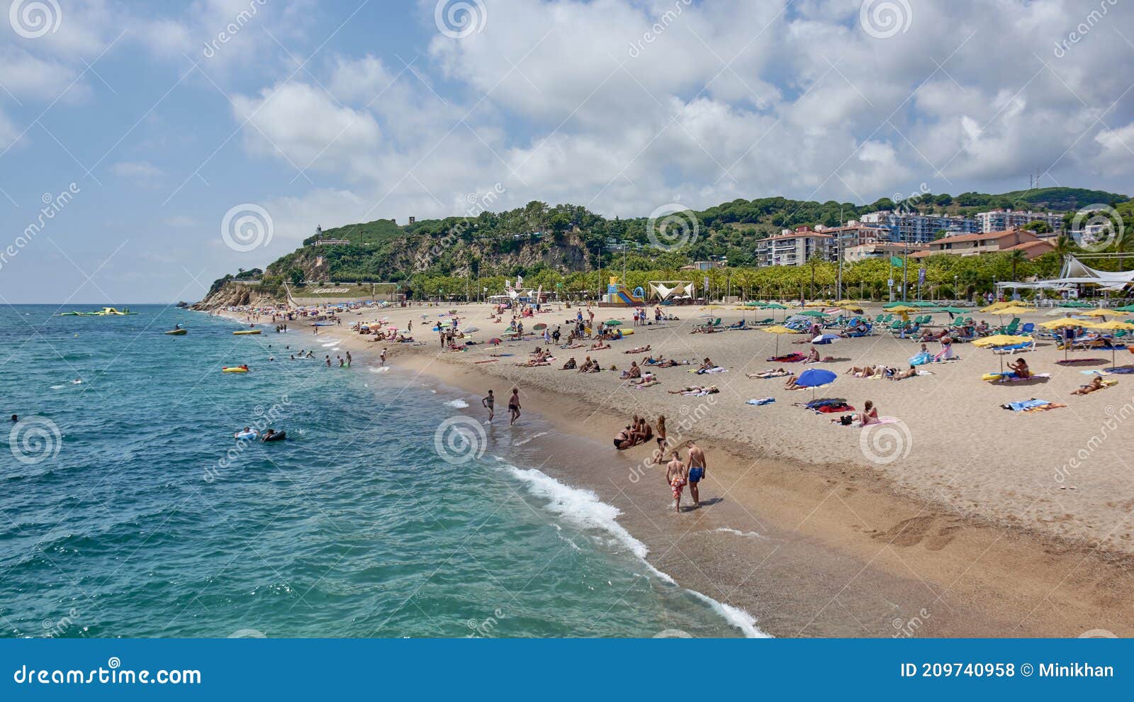 Calella Mediterranean Beach Stock Photo - Image of beach, landmark ...