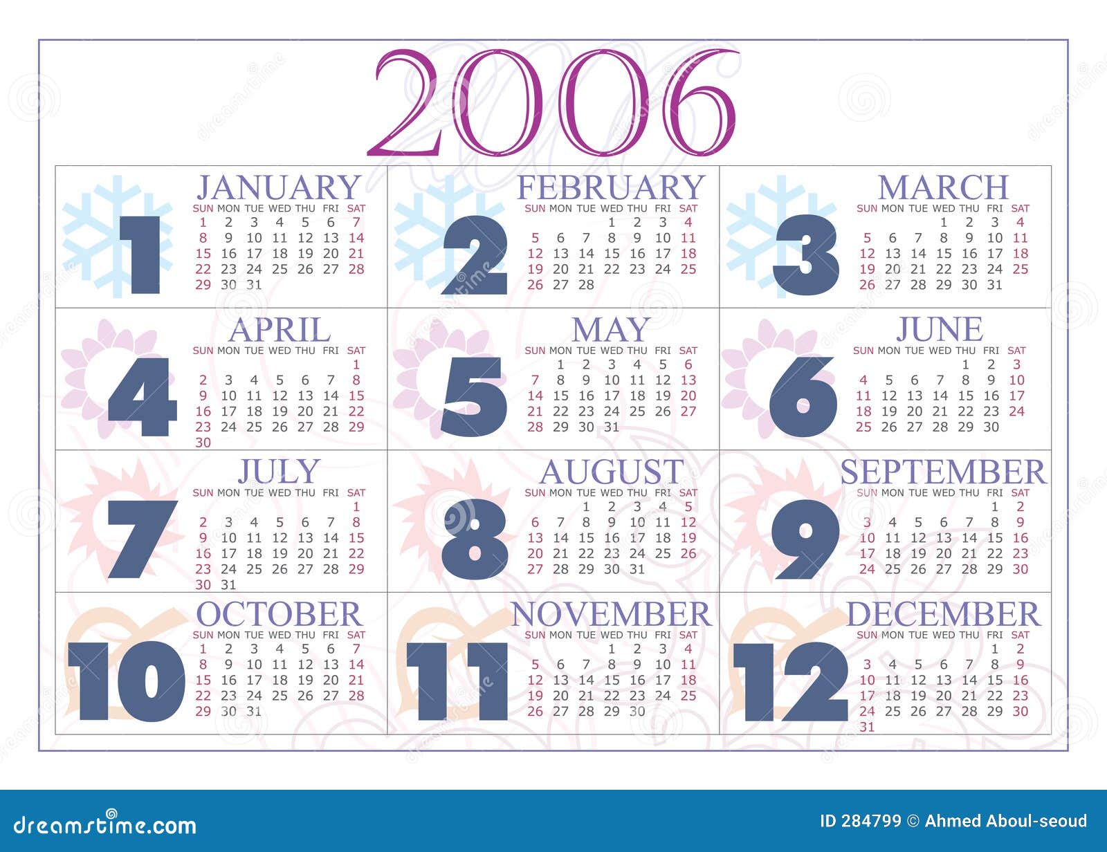 Calendário 2006 ilustração stock. Ilustração de dias, queda - 284799