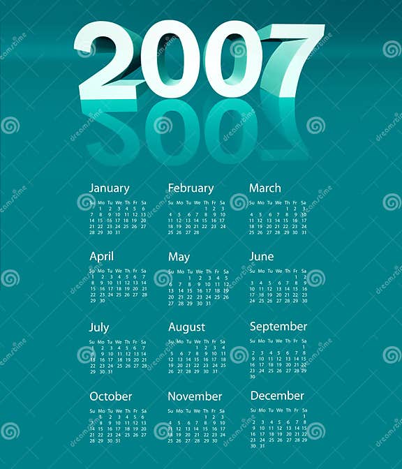 Calendário 2007 ilustração stock. Ilustração de organizador - 1618983