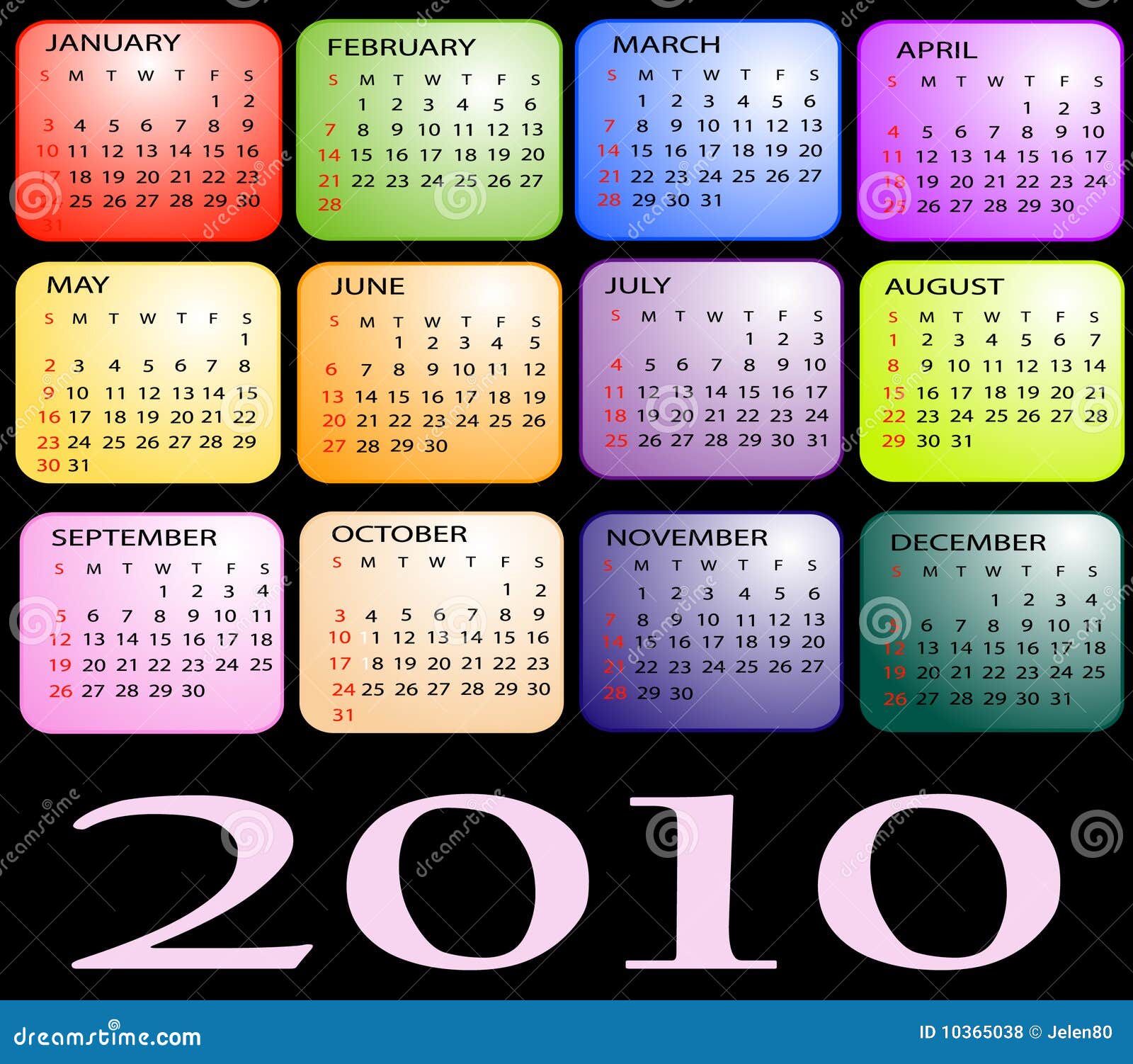 Calendário 2010 ilustração do vetor. Ilustração de isolado - 10365038