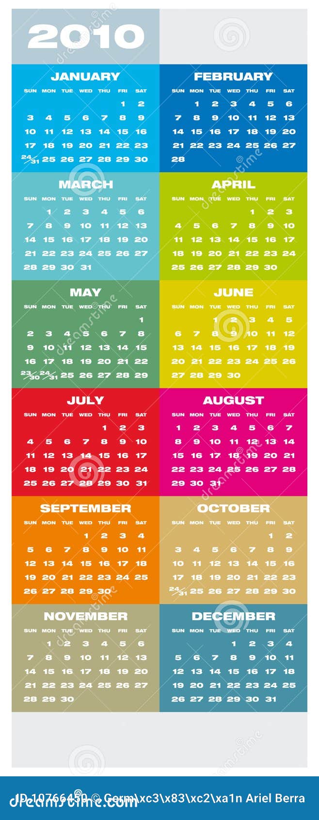 Calendário 2010 ilustração do vetor. Ilustração de anos - 10766450