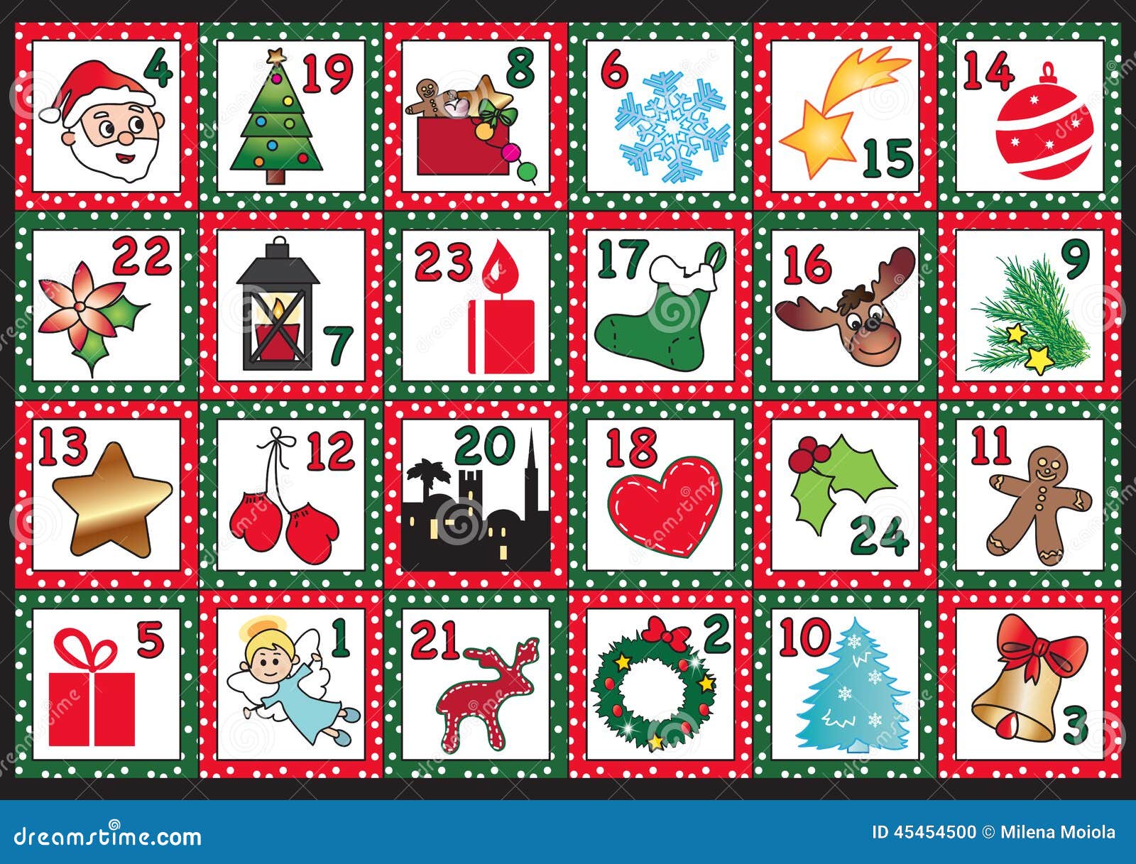 Calendário do advento ilustração stock. Ilustração de ouro - 45454500