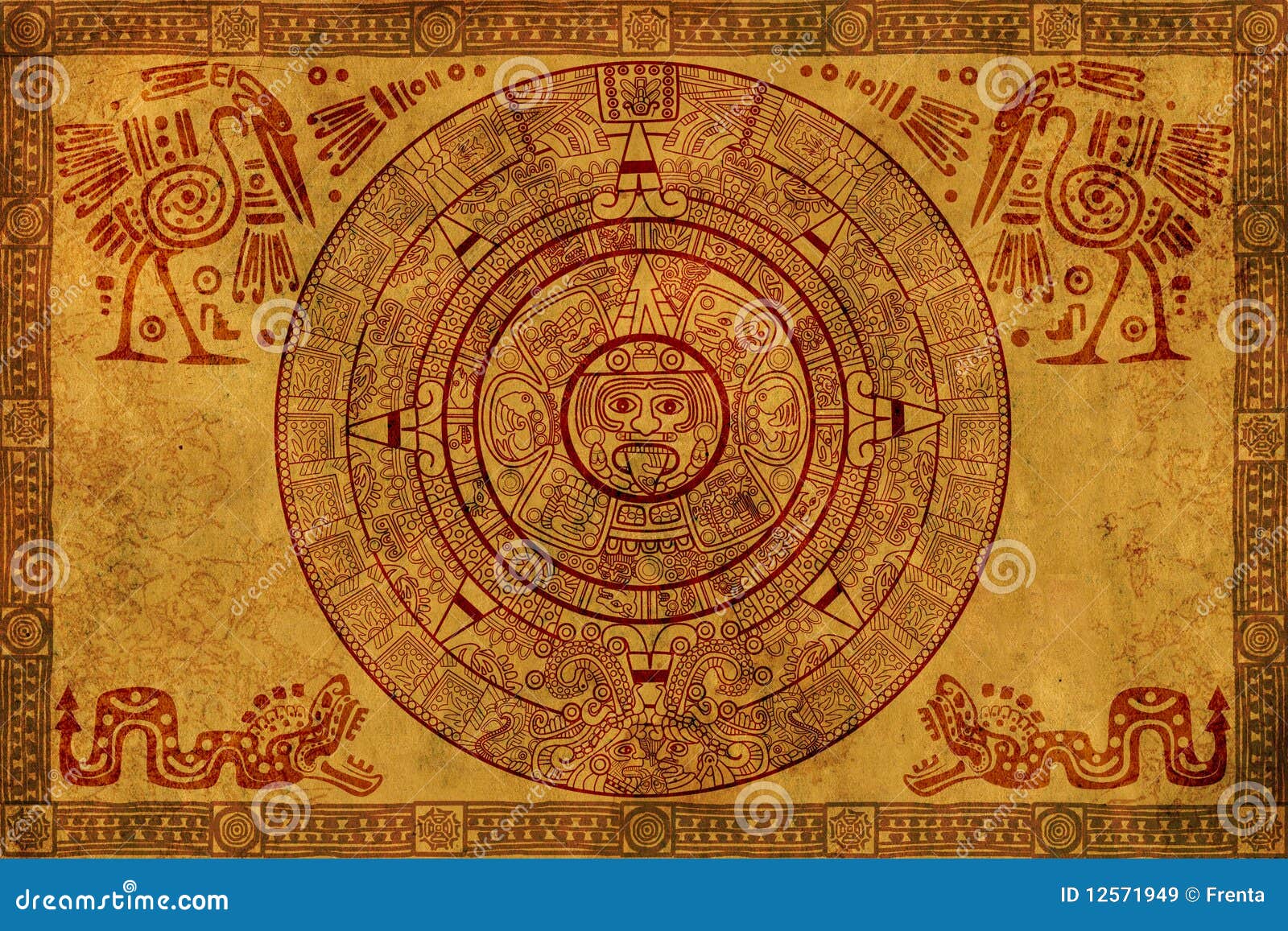 Calendário do Maya ilustração stock. Ilustração de antiguidades - 12571949