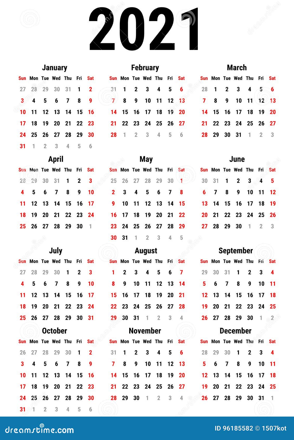 Calendário para 2021 ilustração do vetor. Ilustração de limpar - 96185582