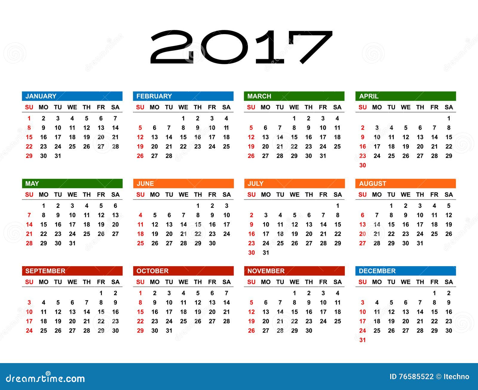 Calendário por 2017 anos ilustração do vetor. Ilustração de branco ...