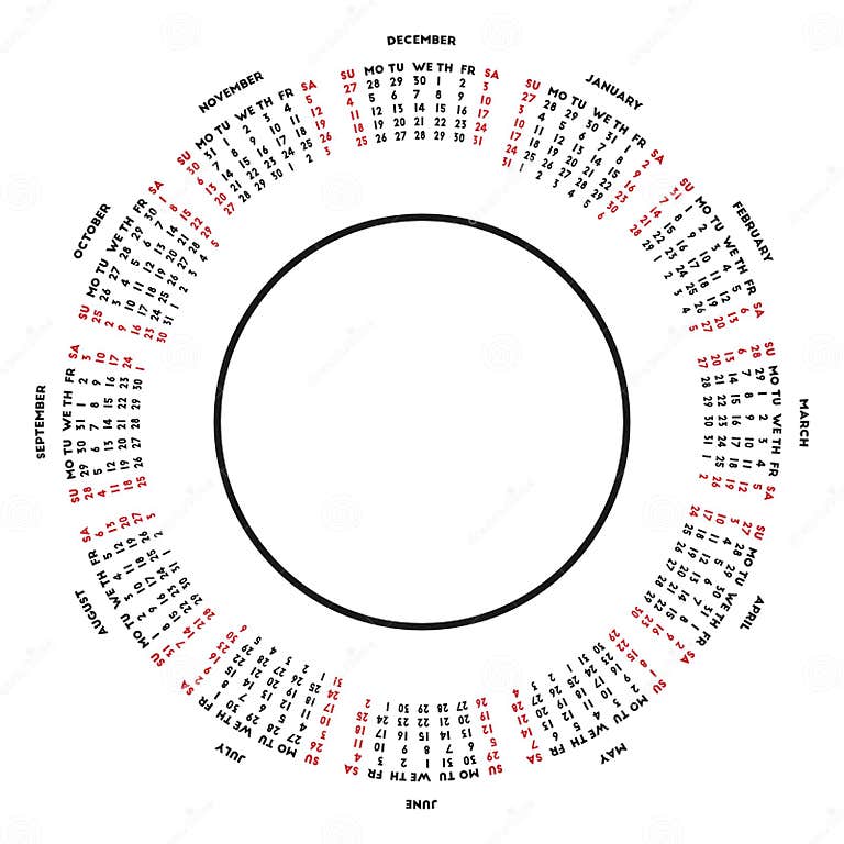 Calendário redondo 2016 ilustração do vetor. Ilustração de redondo ...