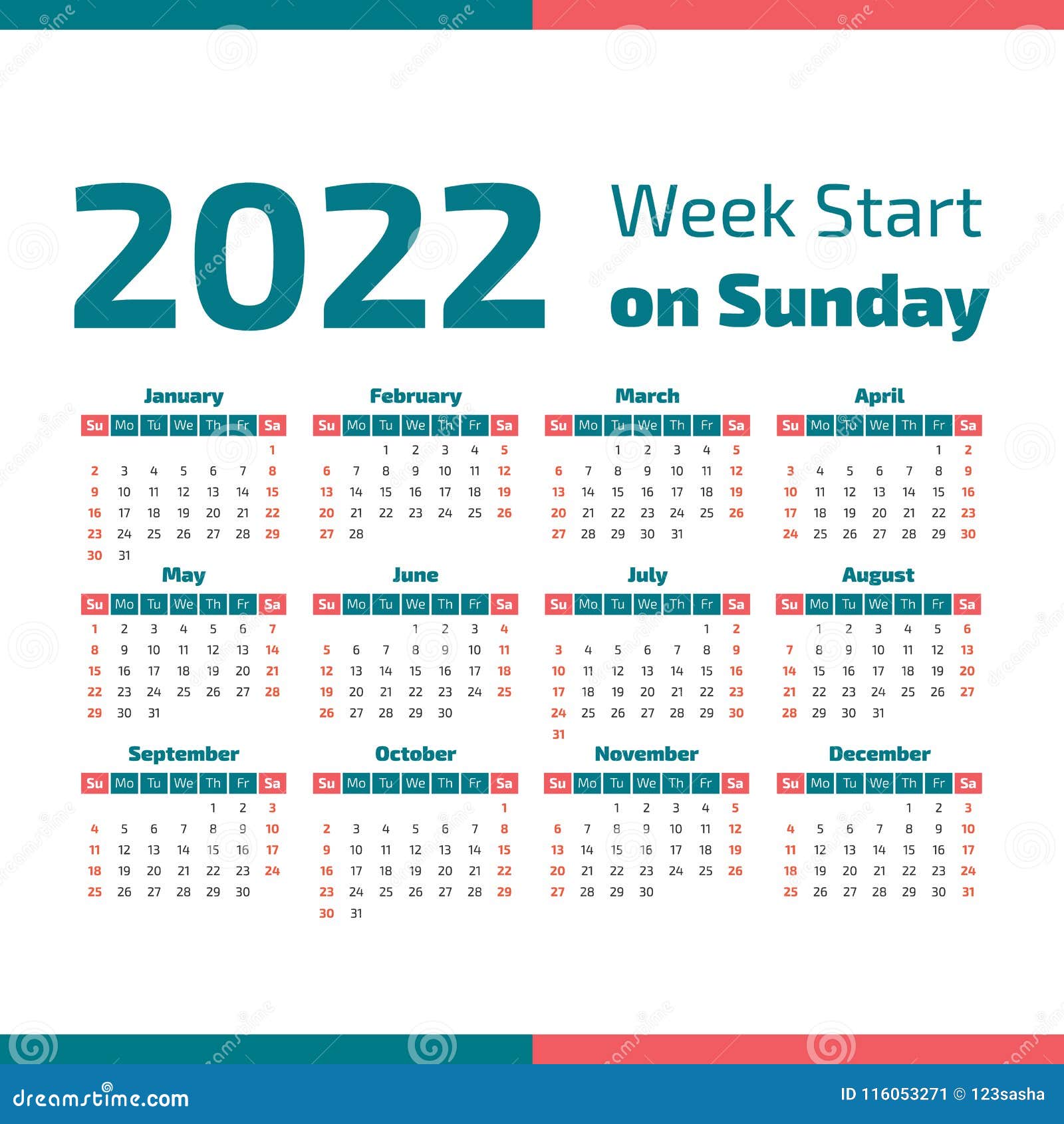 Calendário Simples De 2022 Anos Ilustração do Vetor - Ilustração de ...