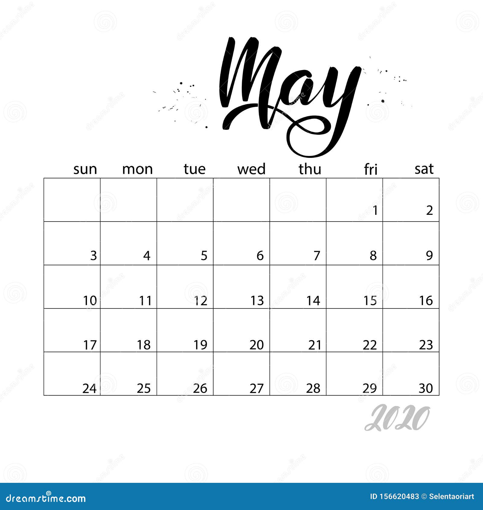 May. Monthly Calendar for 2020 Year Stock Vector - Illustration of ...