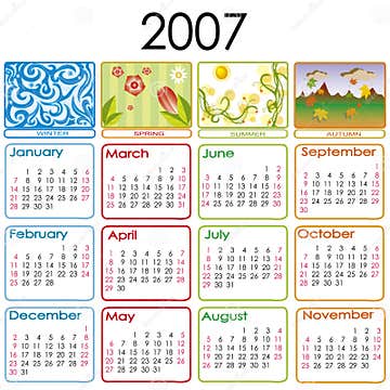 Calendar for 2007 stock illustration. Illustration of planner - 1346513