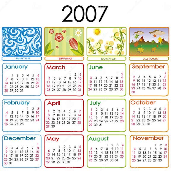 Calendar for 2007 stock illustration. Illustration of planner - 1346513