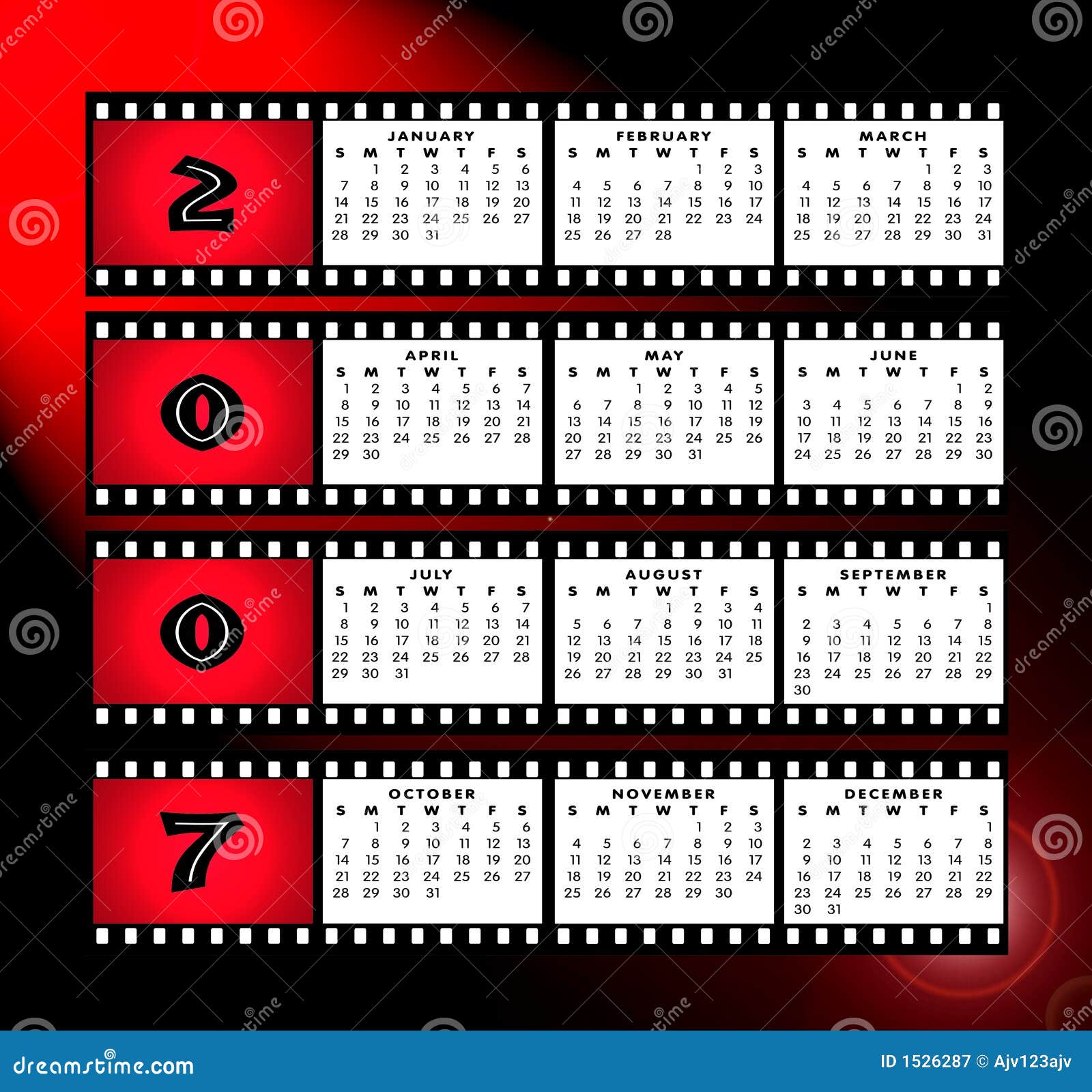 Calendar 2007 with Film Strip Frame Stock Illustration - Illustration ...