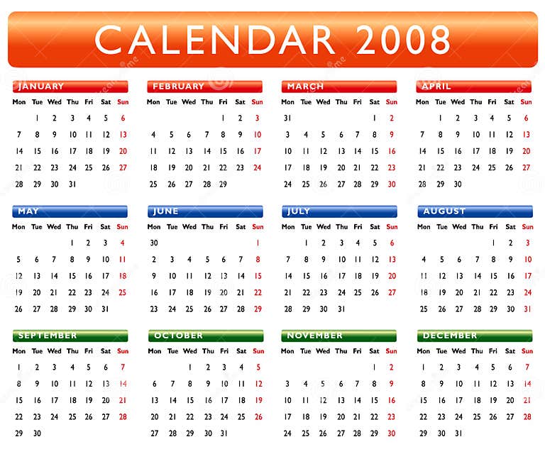 Calendar 2008 stock illustration. Illustration of readymade - 2890466