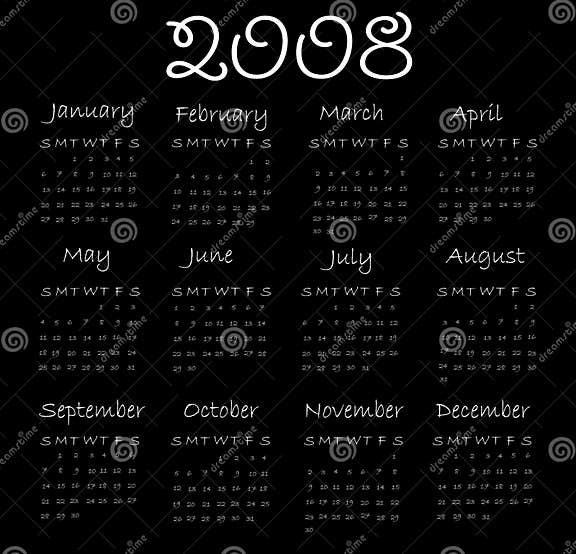 Calendar 2008 stock vector. Illustration of august, note - 3326016
