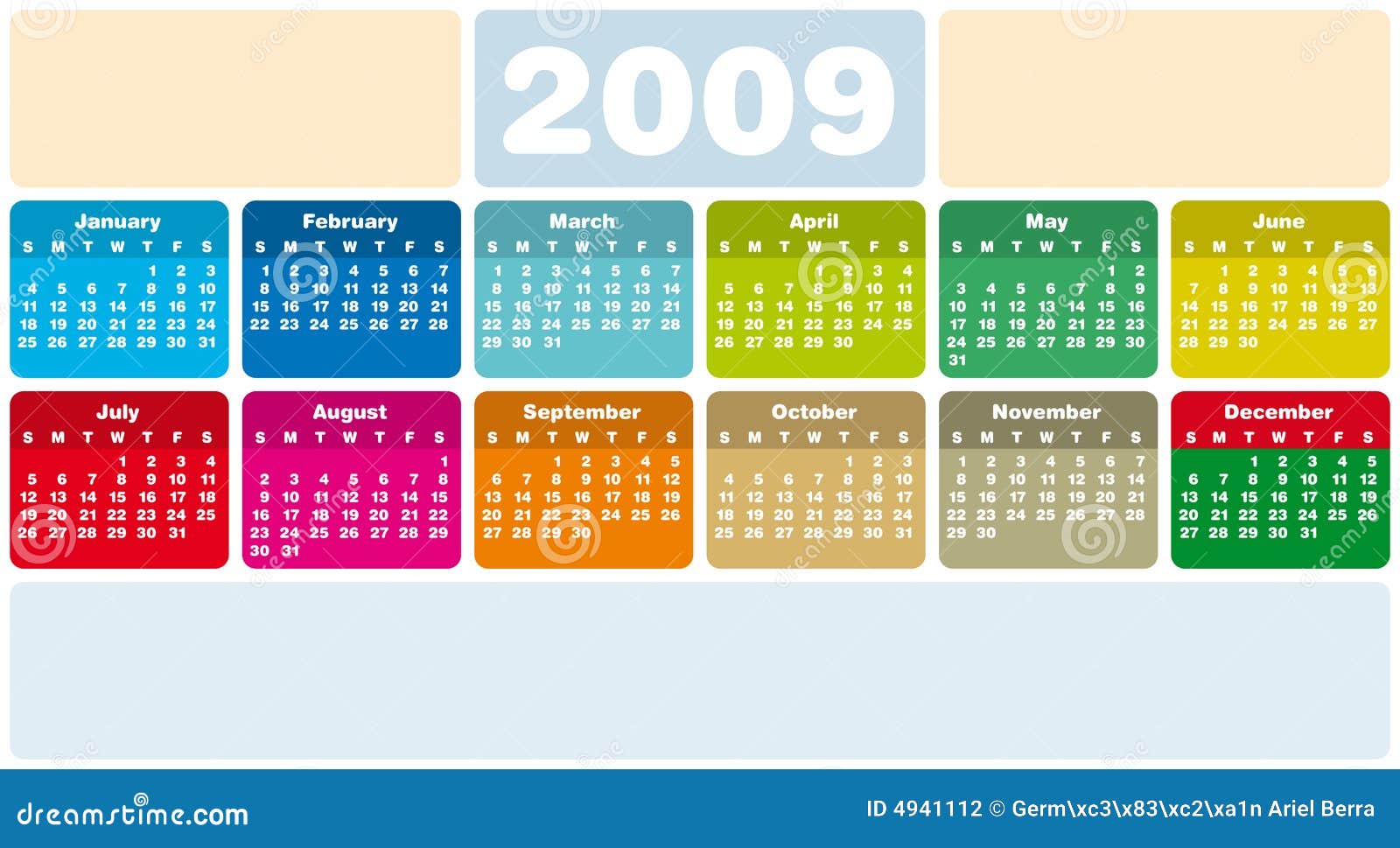 Calendar 2009 stock vector. Illustration of colorful, calendar - 4941112