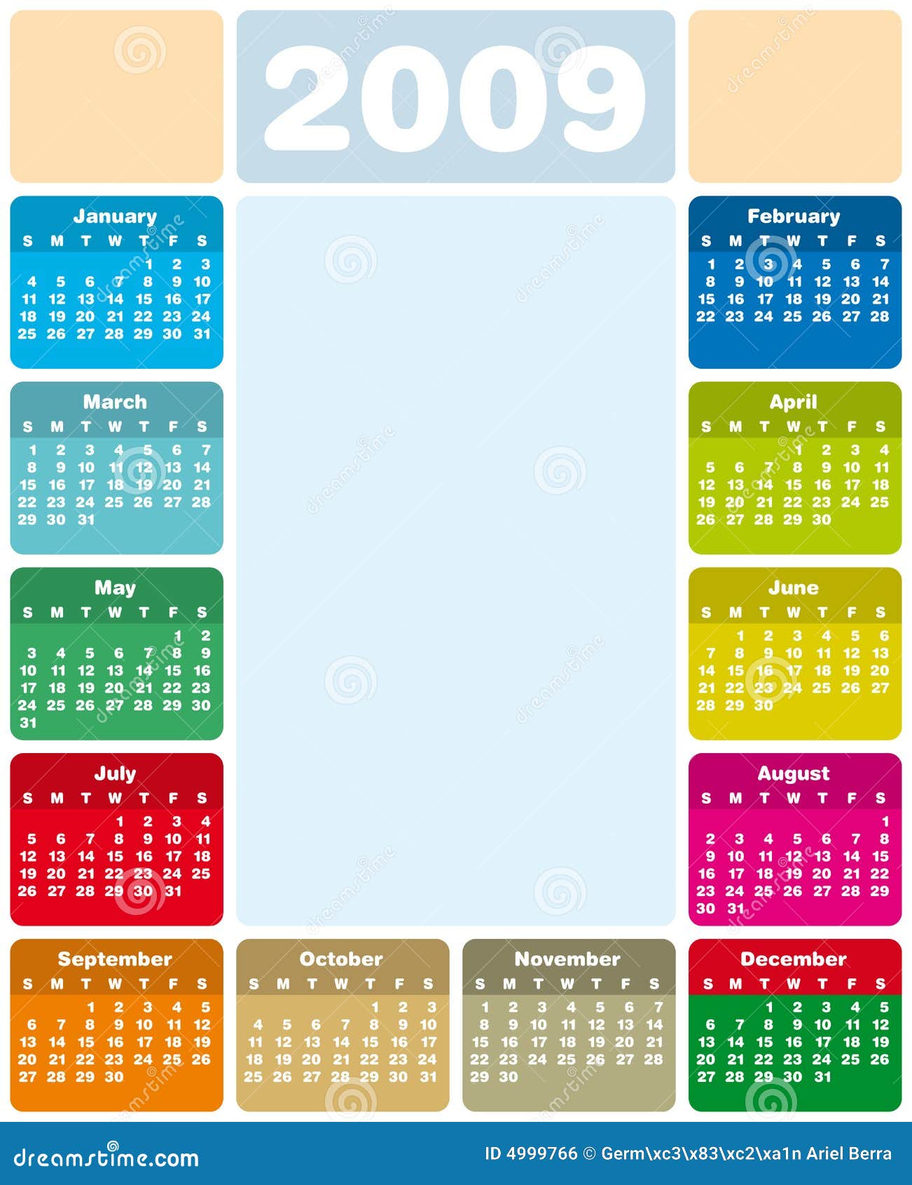 Calendar 2009 stock vector. Illustration of month, schedule - 4999766