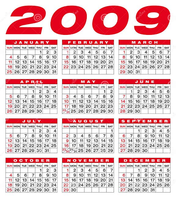 Calendar 2009 stock vector. Illustration of vector, weeks - 5266937